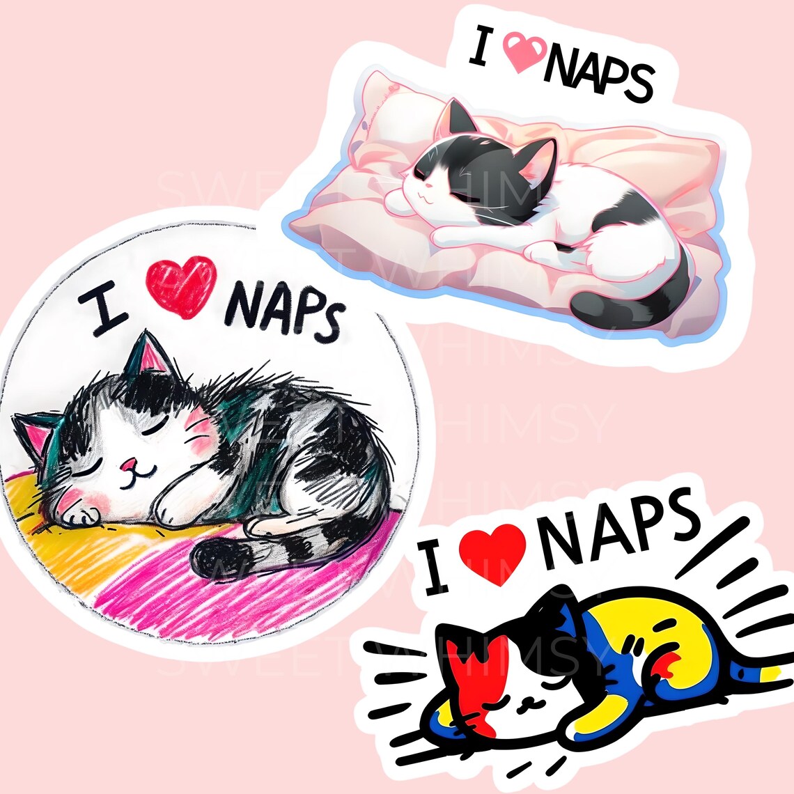 I Love Cat Naps Digital Sticker Bundle, Cute Cat Stickers Pngs ...