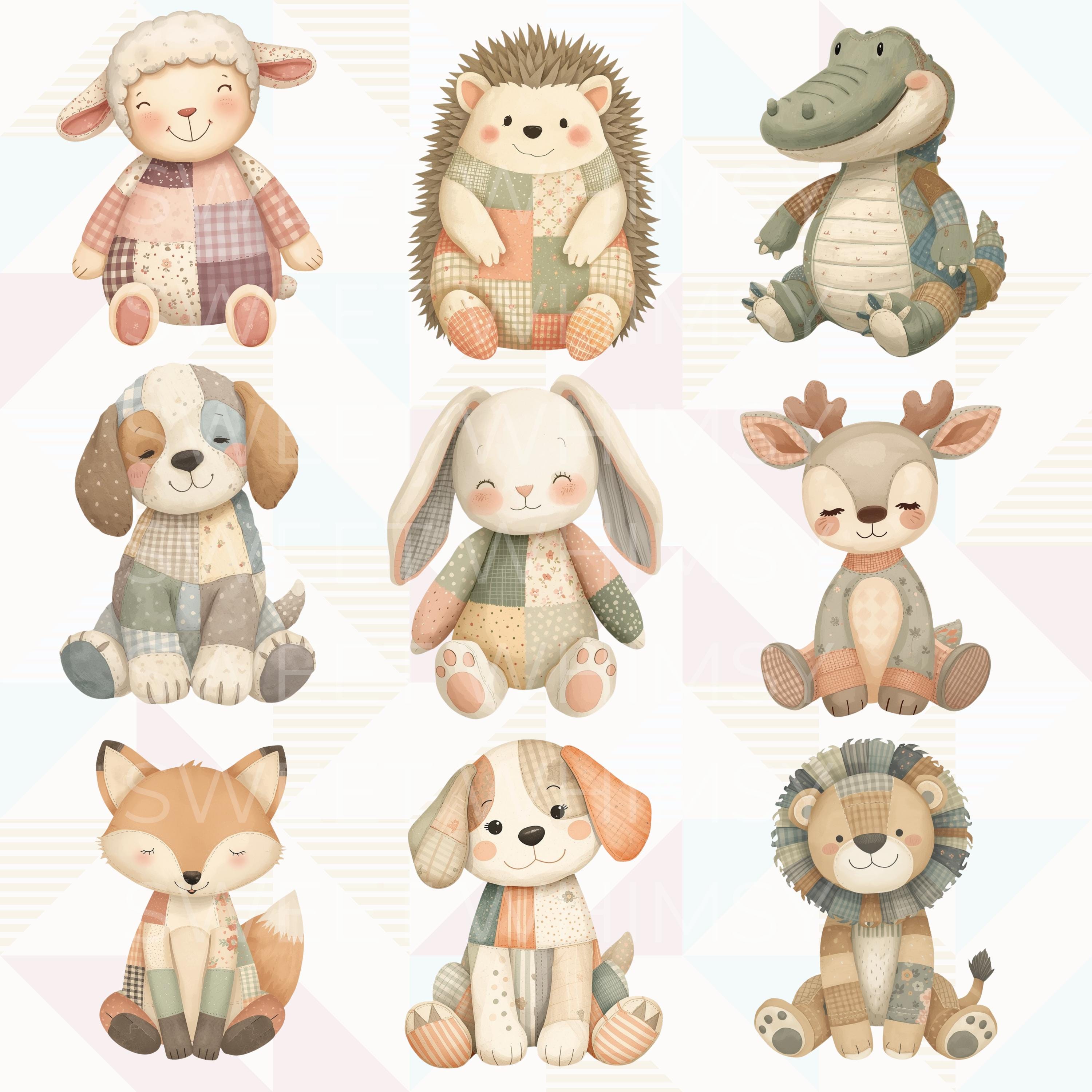 50 Cute Patchwork Animals PNG Clipart Bundle, Adorable Baby Animal ...