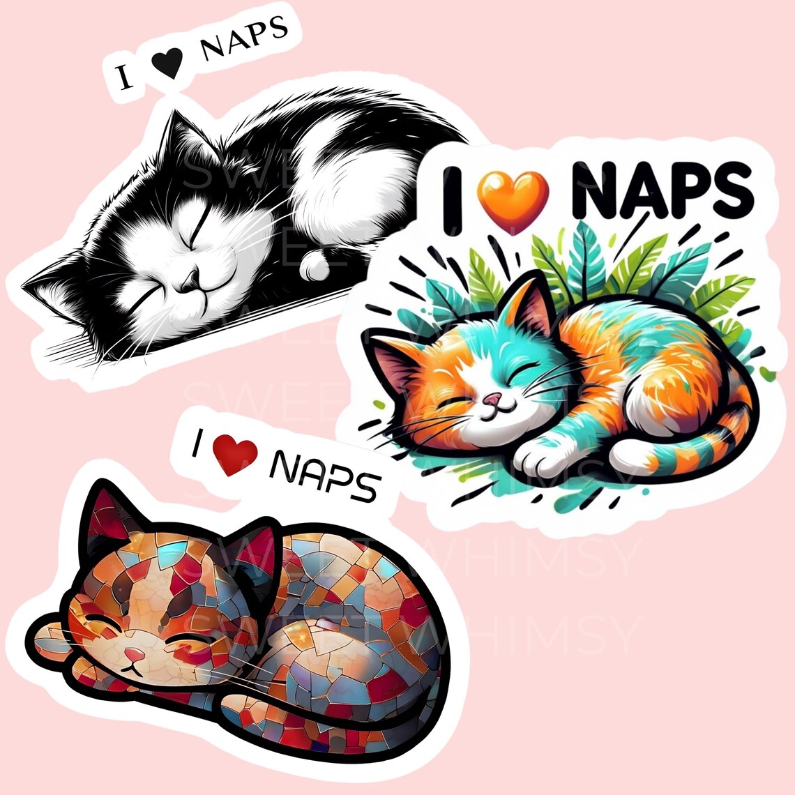 I Love Cat Naps Digital Sticker Bundle, Cute Cat Stickers Pngs ...