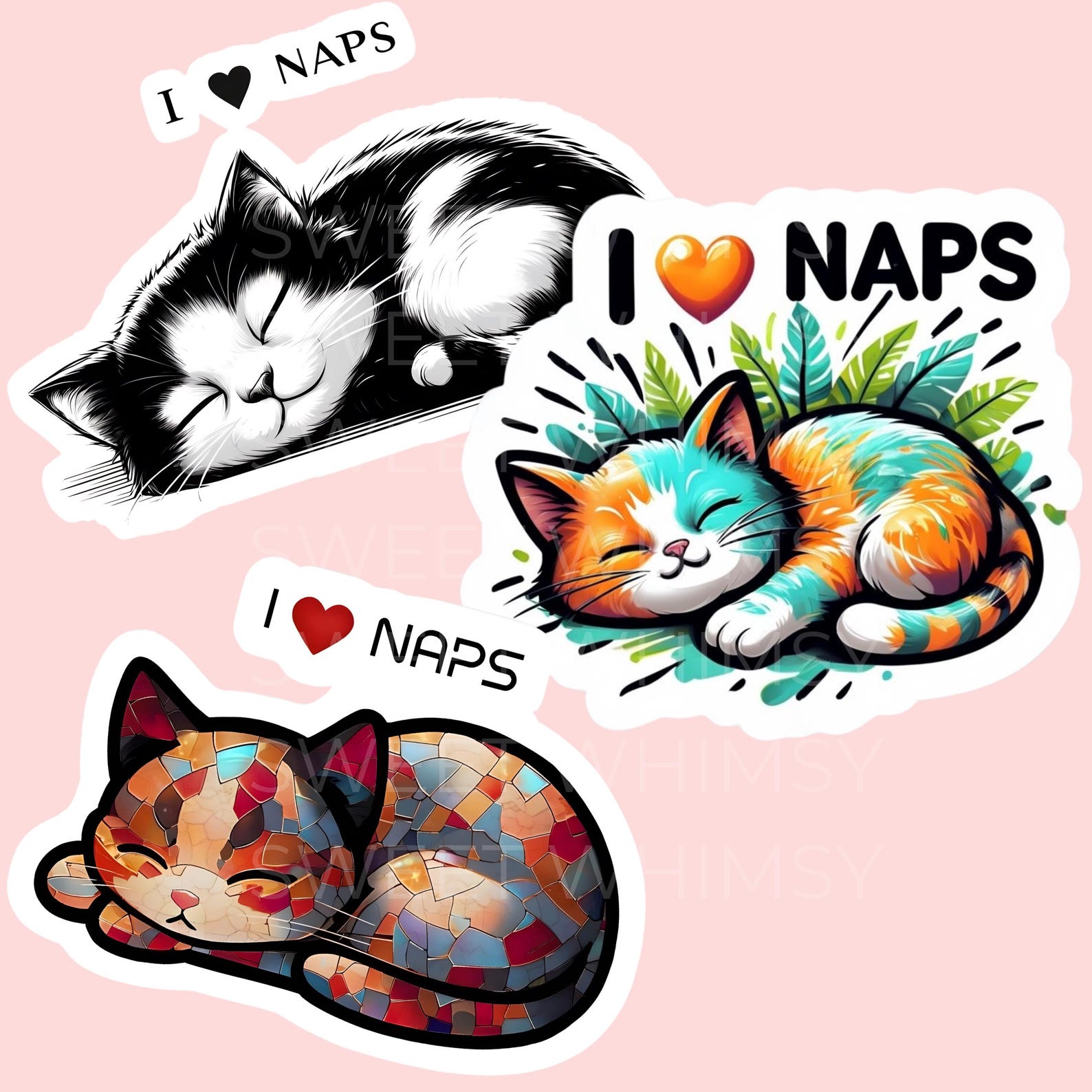 I Love Cat Naps Digital Sticker Bundle, Cute Cat Stickers Pngs ...