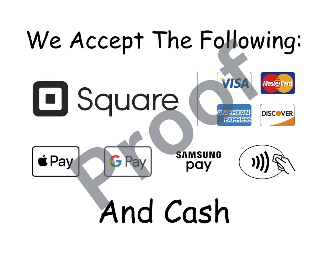 Square Payment Sign - Etsy