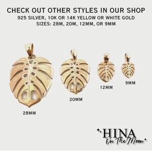 Monstera Leaf Pendant Necklace - 14K Solid Gold - 20mm - Avail in 10K ...