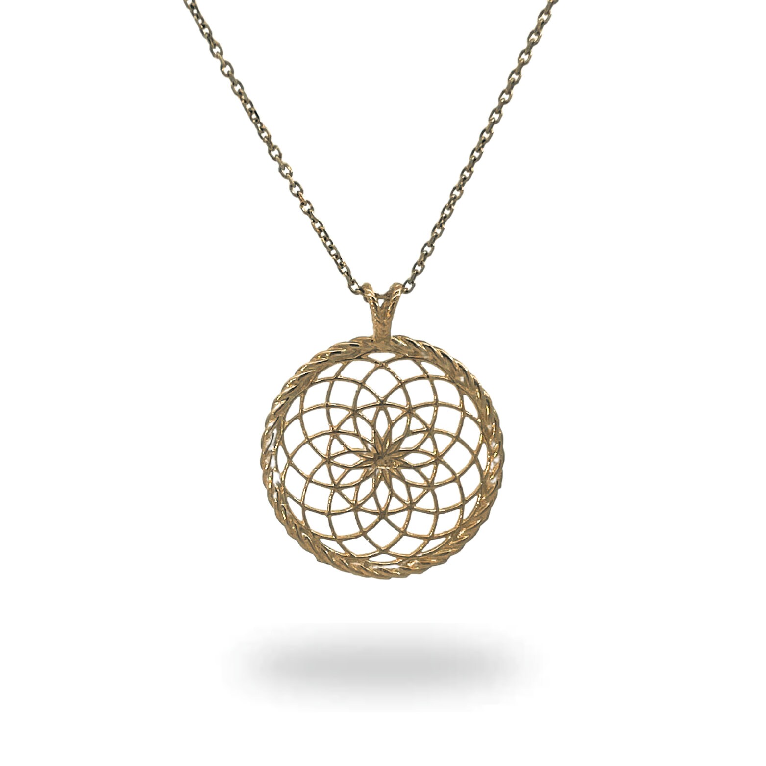 Torus Seed of Life Pendant - 14K Solid Gold - 30mm - Avail in 10K or ...