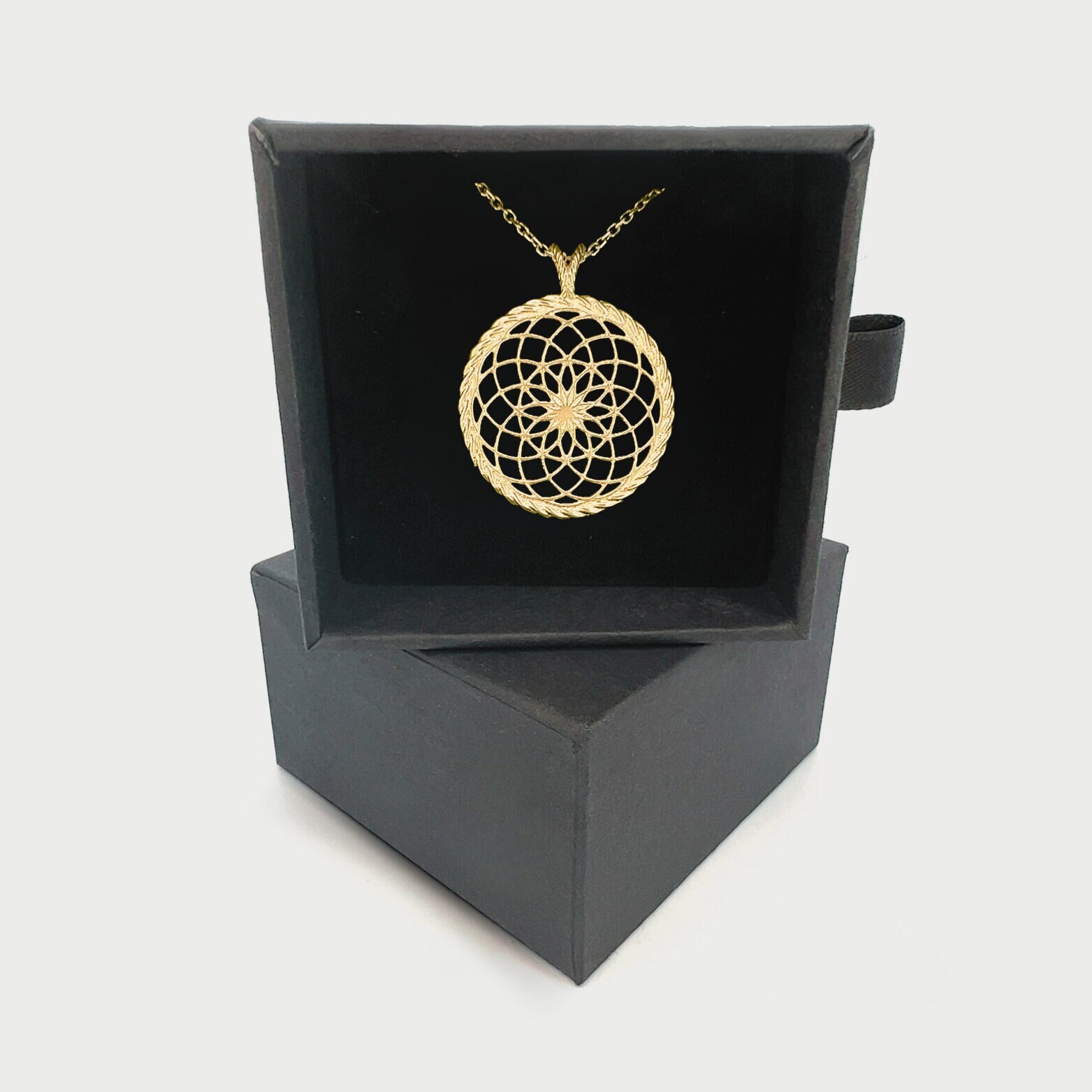 Torus Seed of Life Pendant - 14K Solid Gold - 30mm - Avail in 10K or ...
