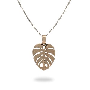 Monstera Leaf Pendant Necklace - 14K Solid Gold - 20mm - Avail in 10K ...