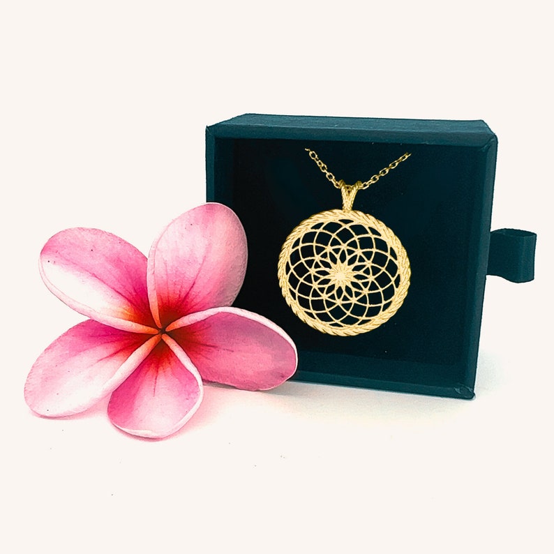 Torus Seed of Life Pendant - 14K Solid Gold - 30mm - Avail in 10K or ...