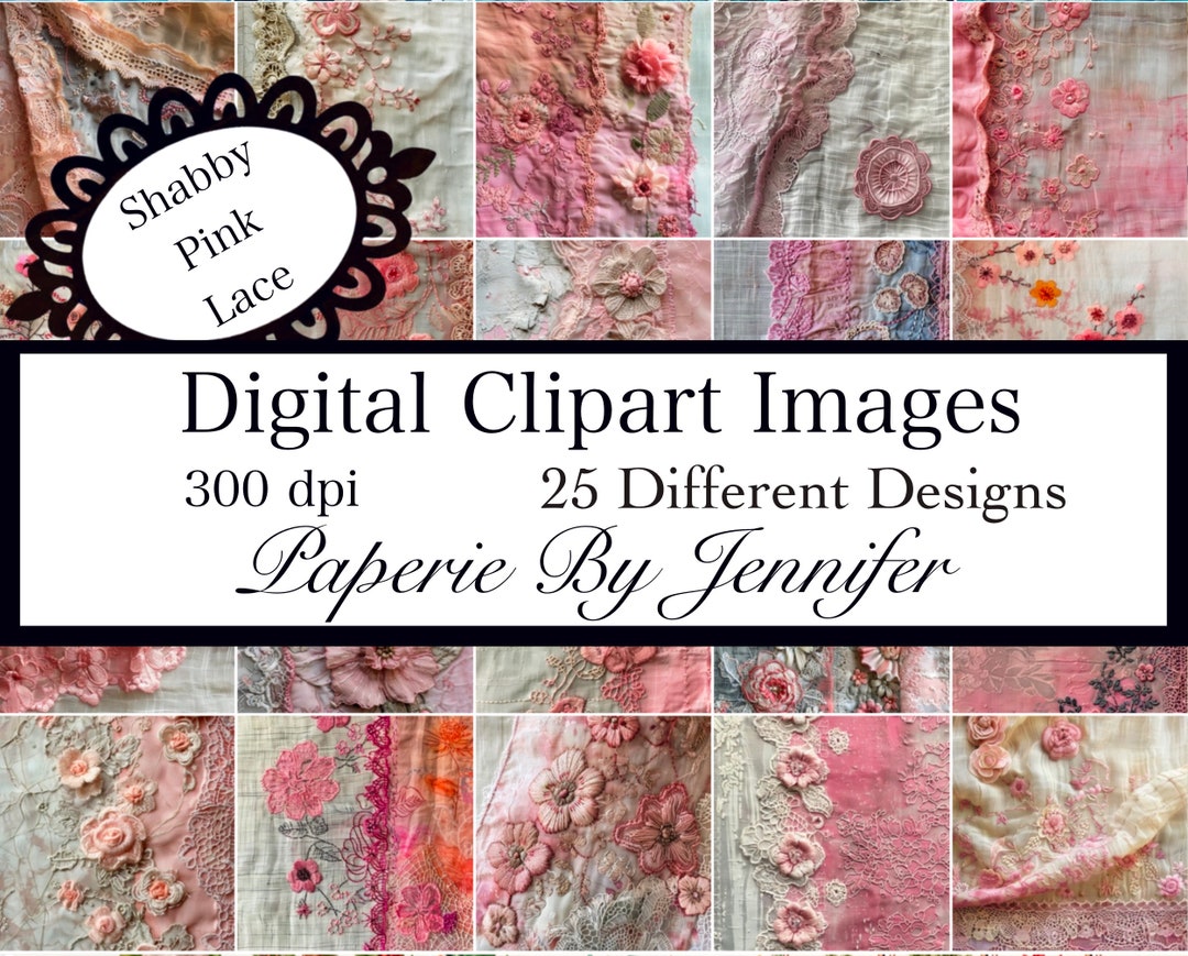 Shabby Lace Pink Backgrounds 25 Designs Instant Download Distressed ...