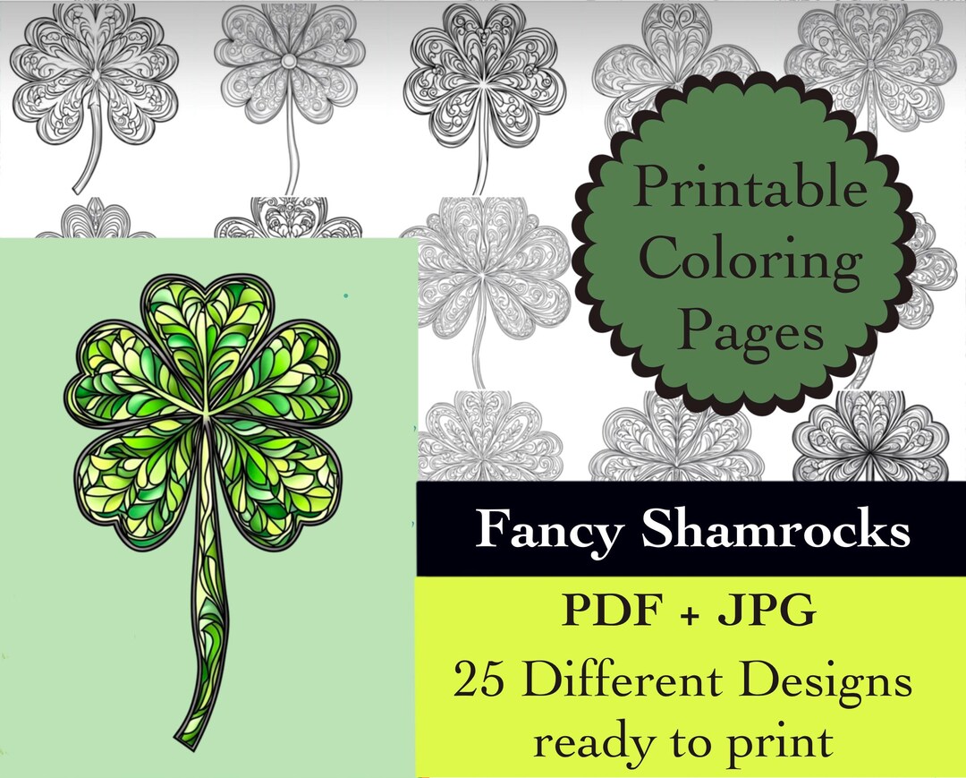 Fancy Shamrock Coloring Book 20 Shamrock Coloring Pages Instant ...
