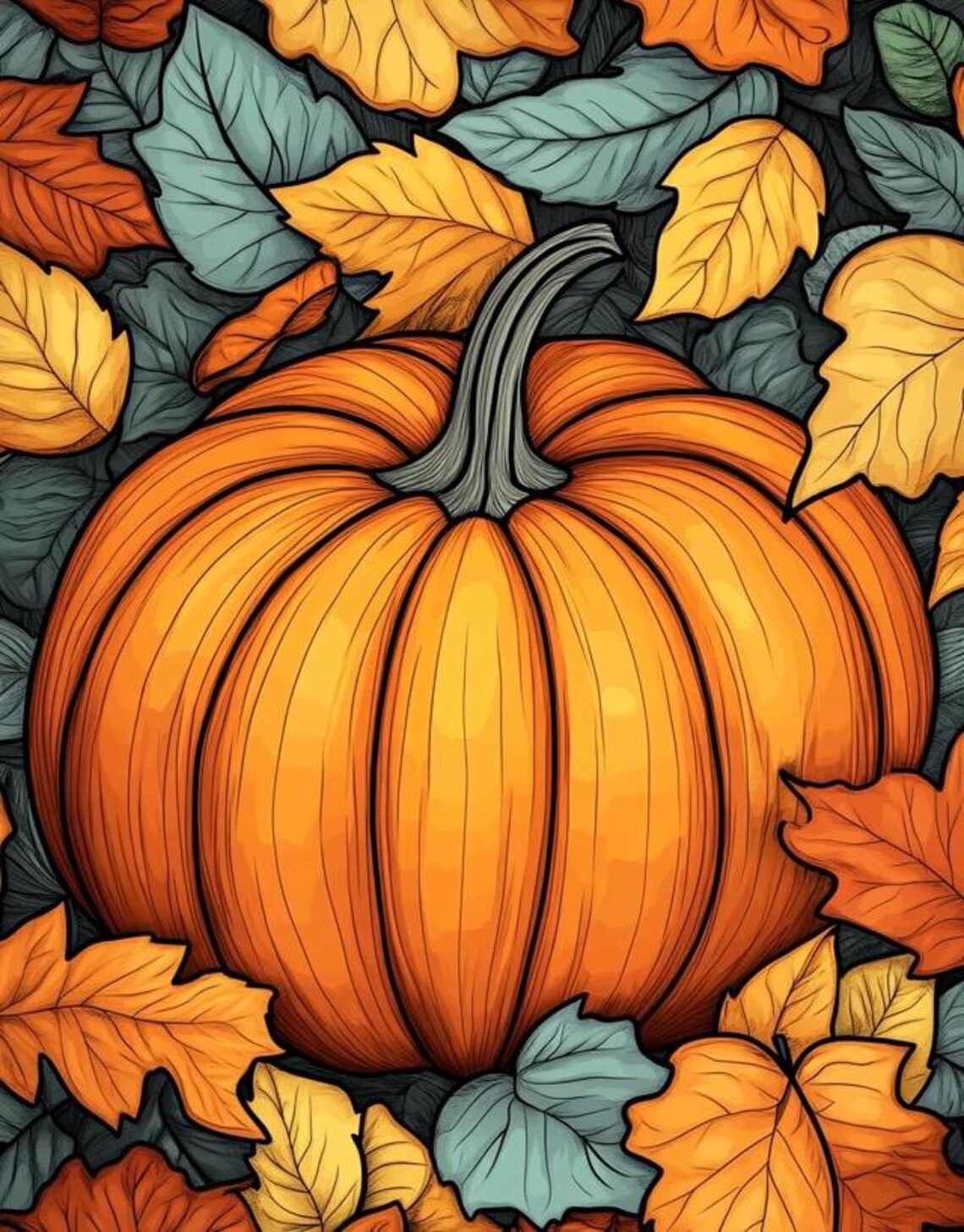 Pumpkins Coloring Book 20 Autumn Coloring Pages Instant Download Fall ...
