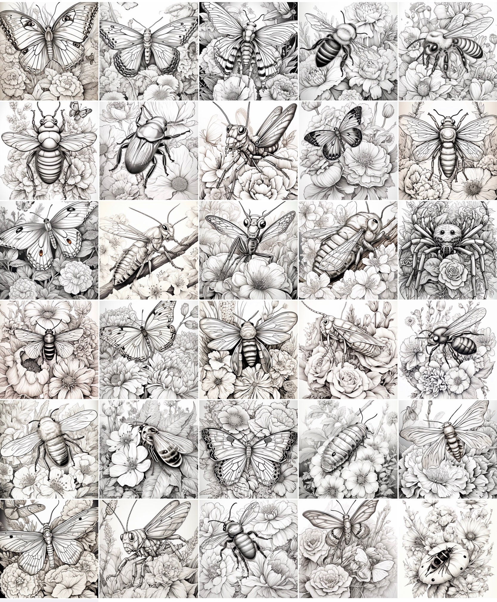 Insects Coloring Book 30 Insects Coloring Pages Instant Download ...