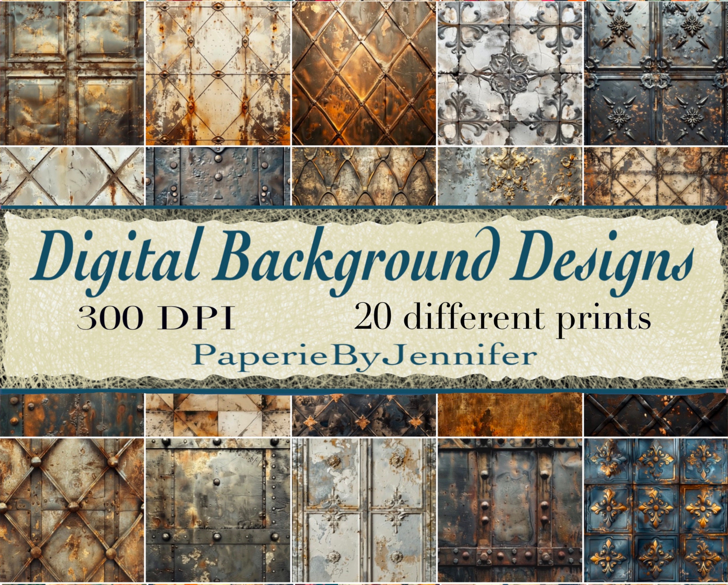 Rustic Tin Background 20 Designs Instant Download Metallic Tin ...