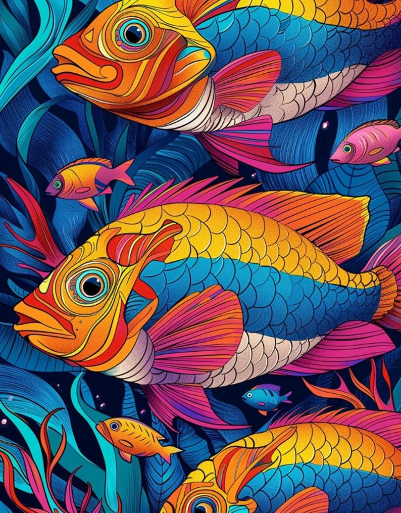 Tropical Fish Coloring Book 20 Coloring Pages Instant Download Fish ...