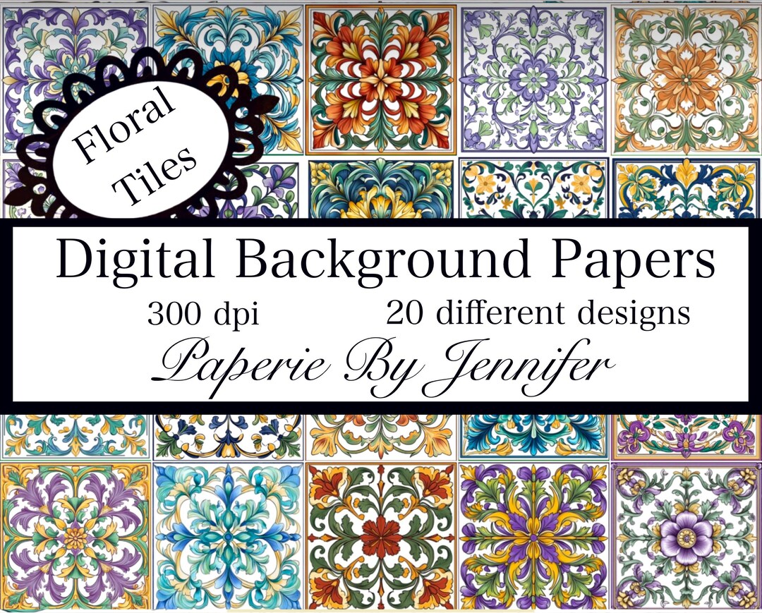 Floral Tile Prints 20 Designs Flower Patterns Instant Download Flower ...