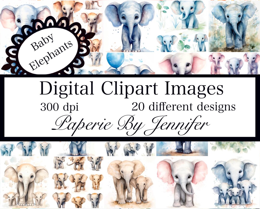 Baby Elephants Clipart 20 Designs Baby Images Instant Download ...