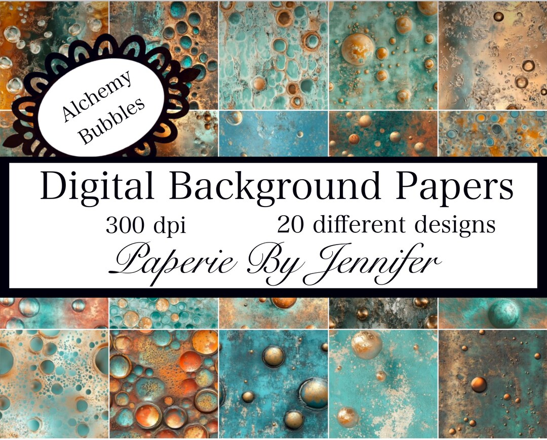 Alchemy Bubbles Metal Backgrounds: 20 Printable Scrapbook Papers ...