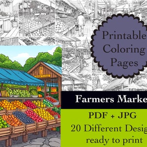 Farmers Market Coloring Book 20 Coloring Pages Instant Download ...