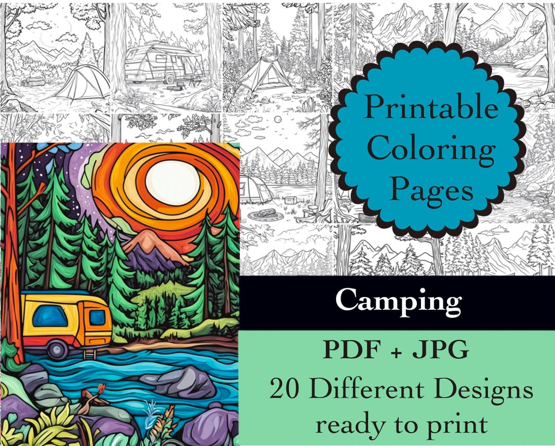 Camping Coloring Book 20 Coloring Pages Instant Download Outdoor ...