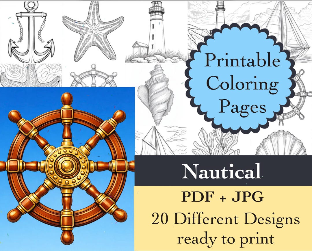 Nautical Coloring Book - 20 Pages - Instant Download - Oceanic ...