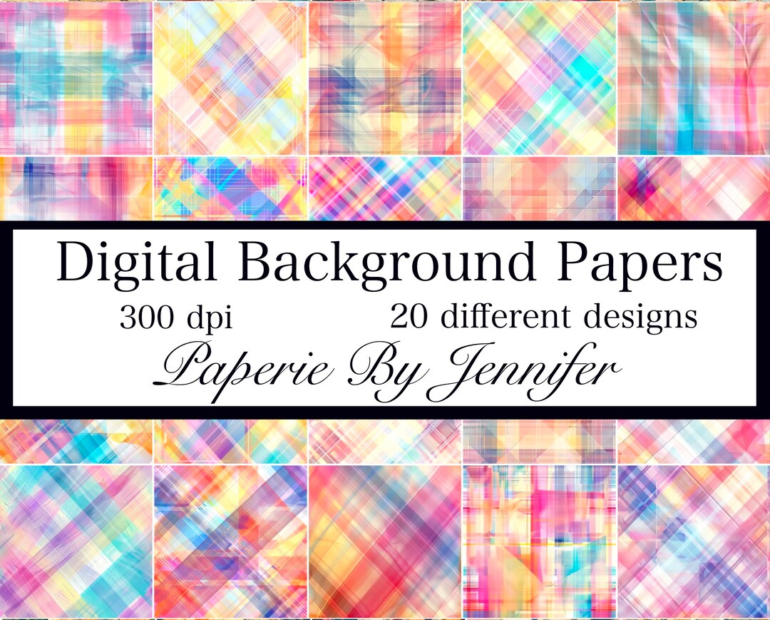 Pastel Plaid Backgrounds: 20 Printable Scrapbook Papers (digital ...