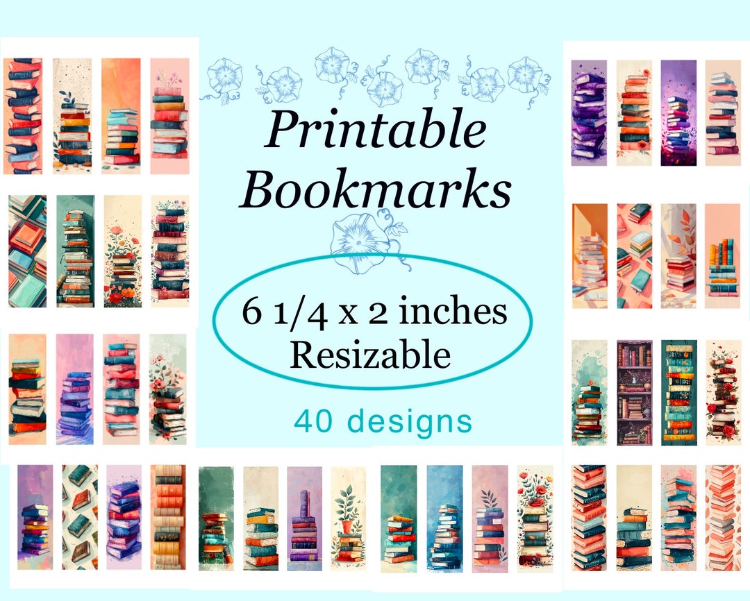 Library Bookmarks Printable: 40 Unique Designs (digital Download) - Etsy