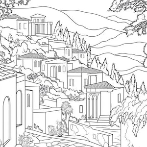 Mediterranean Villa Coloring Book: 20 Printable Travel Pages (digital ...