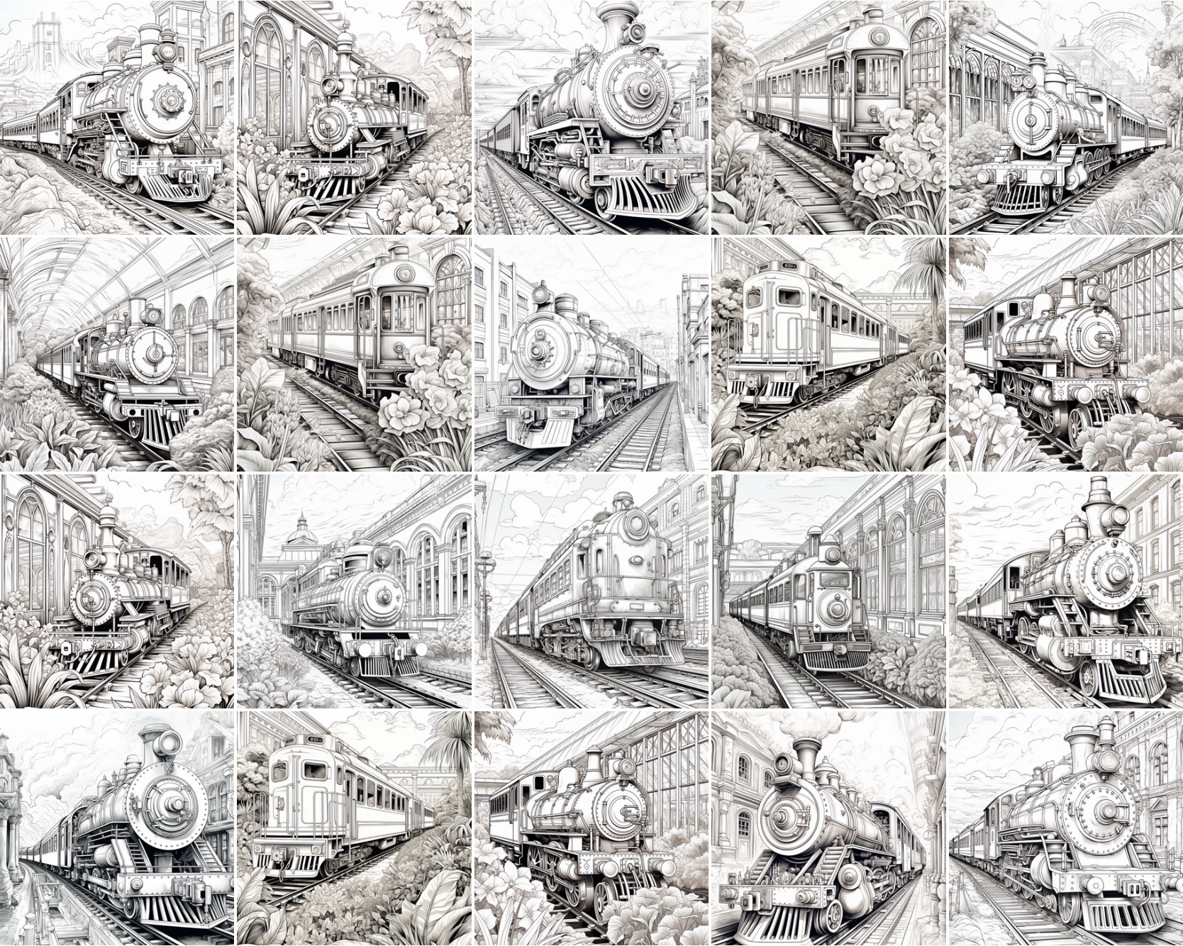 Trains Coloring Book 20 Train Coloring Pages Instant Download ...