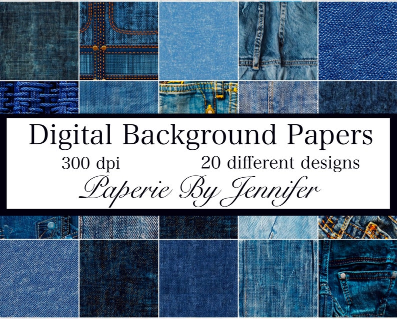 Denim Backgrounds 20 Designs Instant Download Denim Digital Papers Printable Scrapbook Papers ...