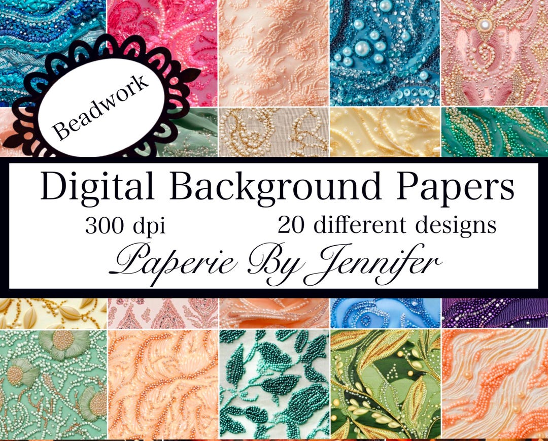 Beadwork Images 20 Backgrounds Instant Download Beading Pattern Papers ...