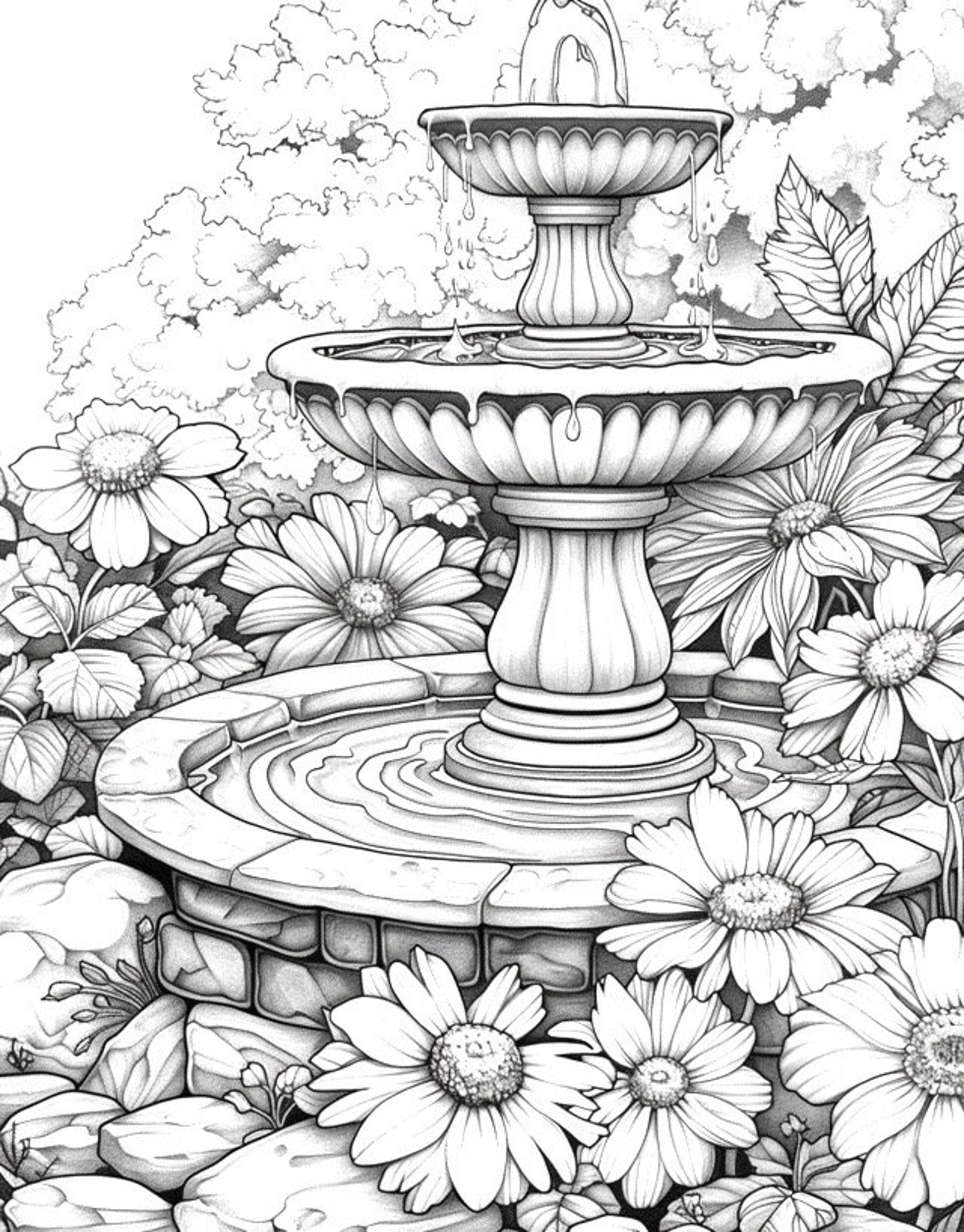 Fountains Coloring Book 20 Coloring Pages Instant Download Garden ...