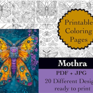 Moth Coloring Book 20 Moth Coloring Pages Instant Download Insect ...