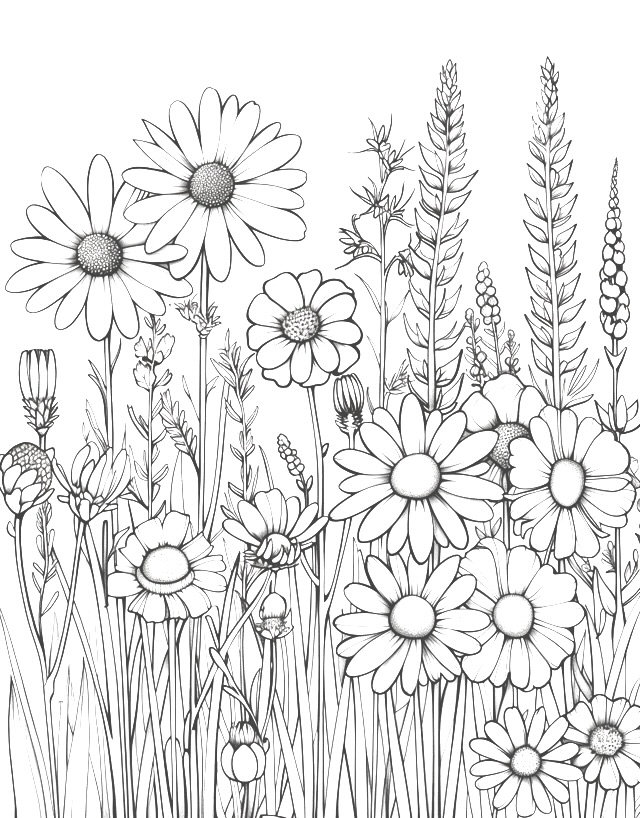 Wildflowers Coloring Book 20 Wildflower Coloring Pages Instant Download ...