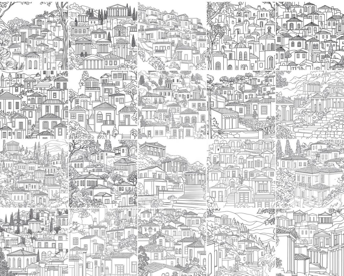 Mediterranean Villa Coloring Book: 20 Printable Travel Pages (digital ...