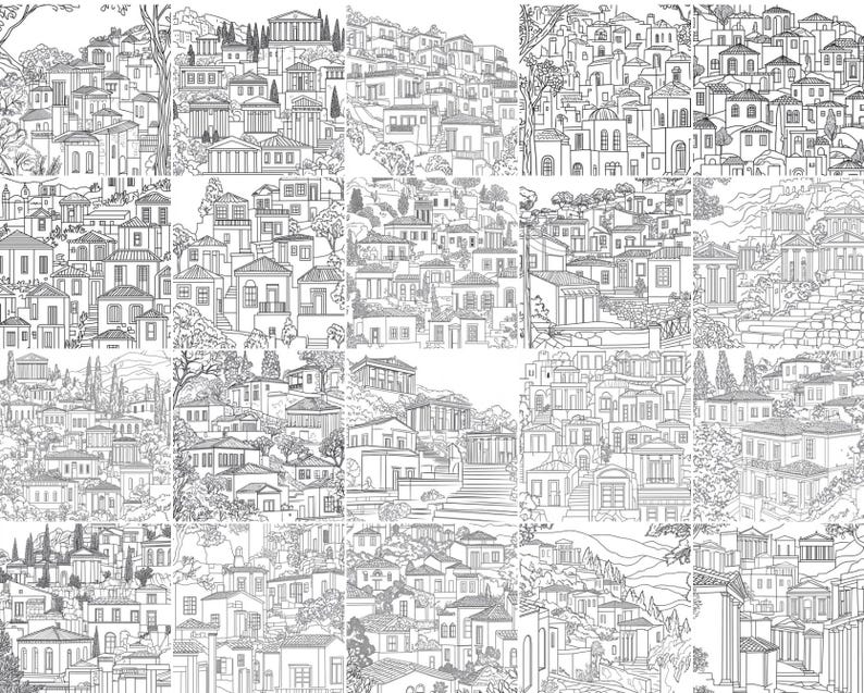 Mediterranean Villa Coloring Book: 20 Printable Travel Pages (digital ...