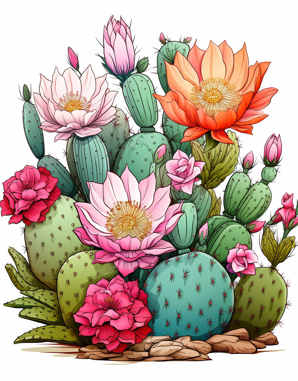 Cactus Coloring Book 20 Cactus Plants Coloring Pages Instant Download ...
