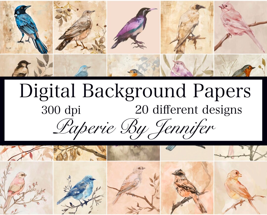 Vintage Birds Backgrounds 20 Designs Vintage Birds Digital Papers ...