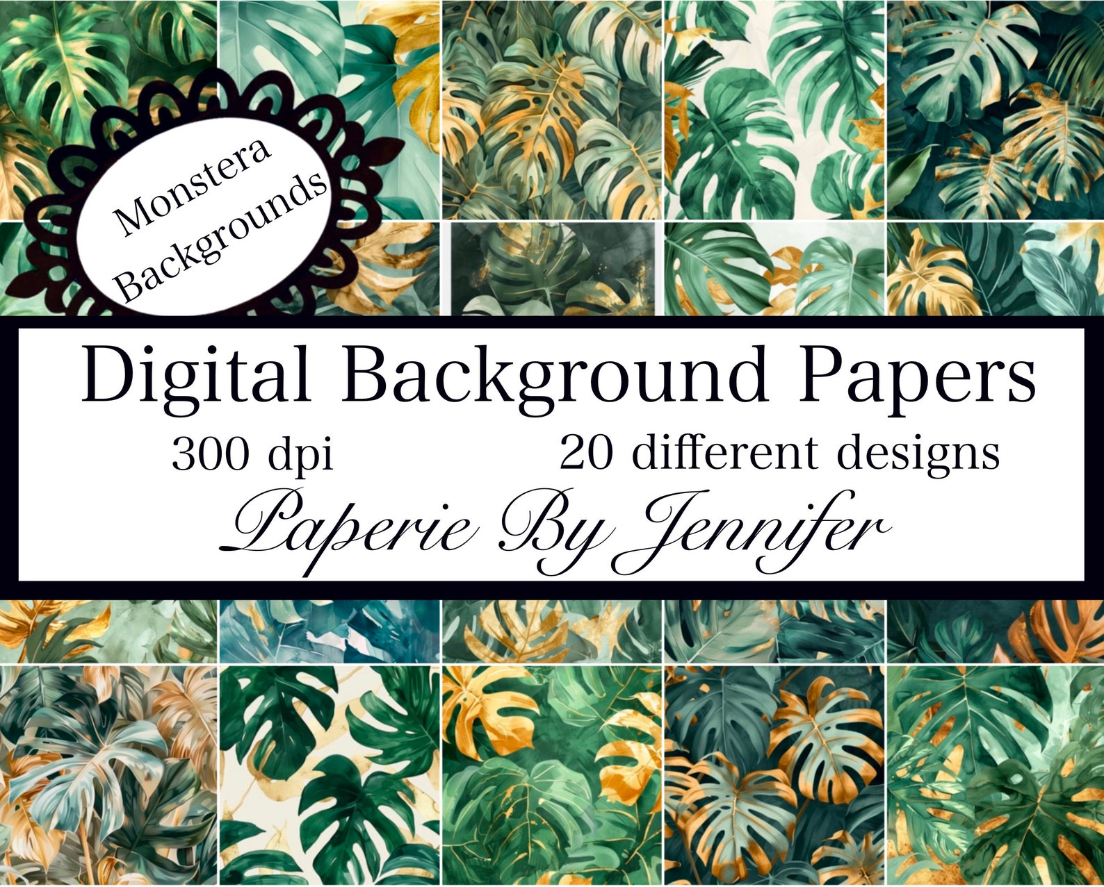 Monstera Background Images 20 Instant Download Houseplant Card ...