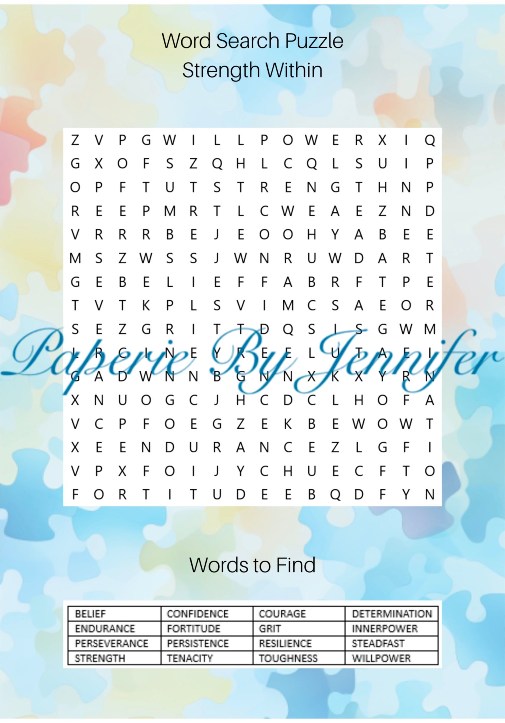 Instant Download 10 Word Search Puzzles Affirmations Encouraging ...