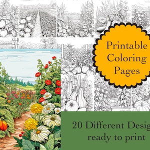 Garden Coloring Book 20 Coloring Pages Instant Download Farmer ...