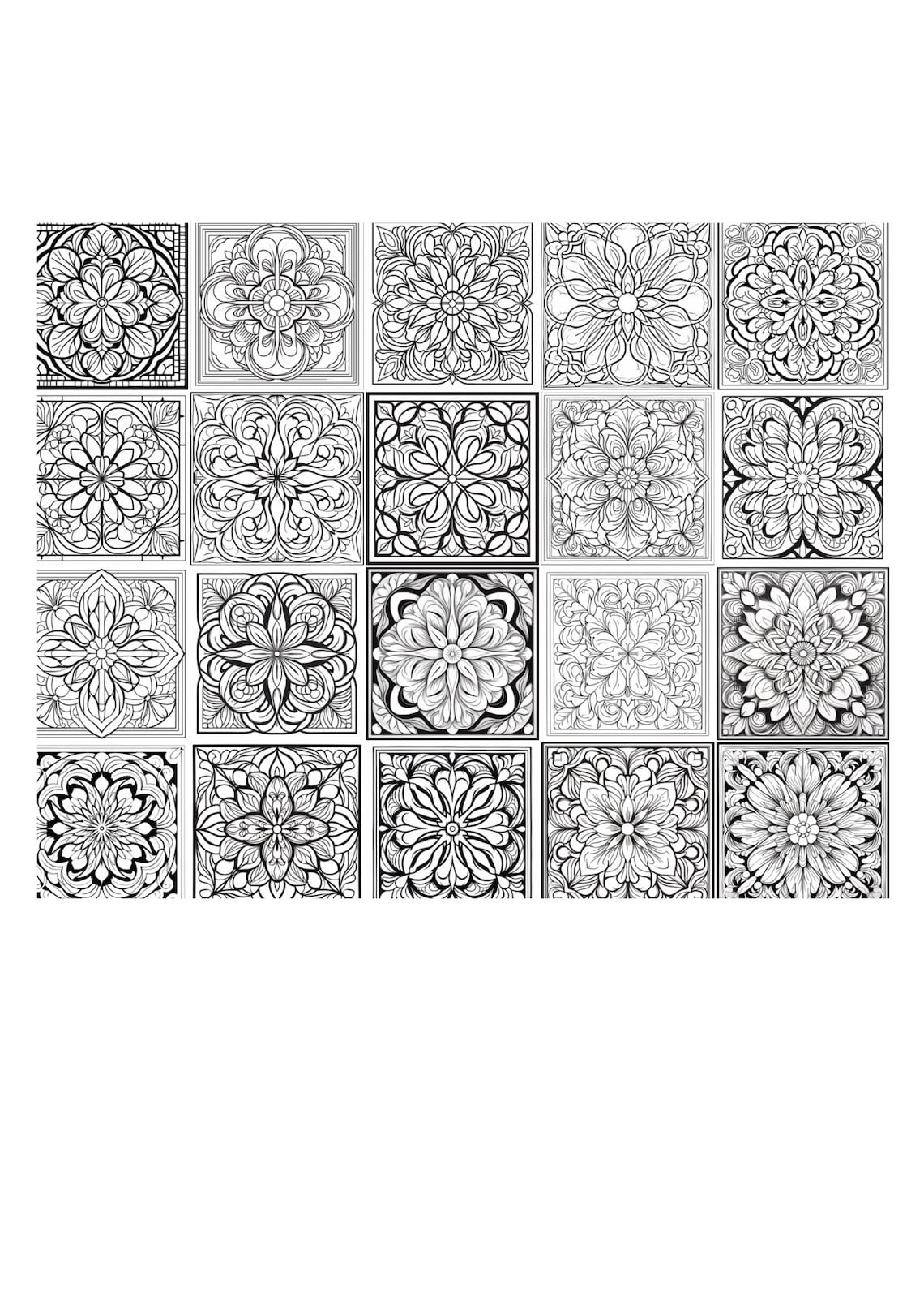 Mandala Tiles Coloring Book 20 Coloring Pages Instant Download Mandala ...