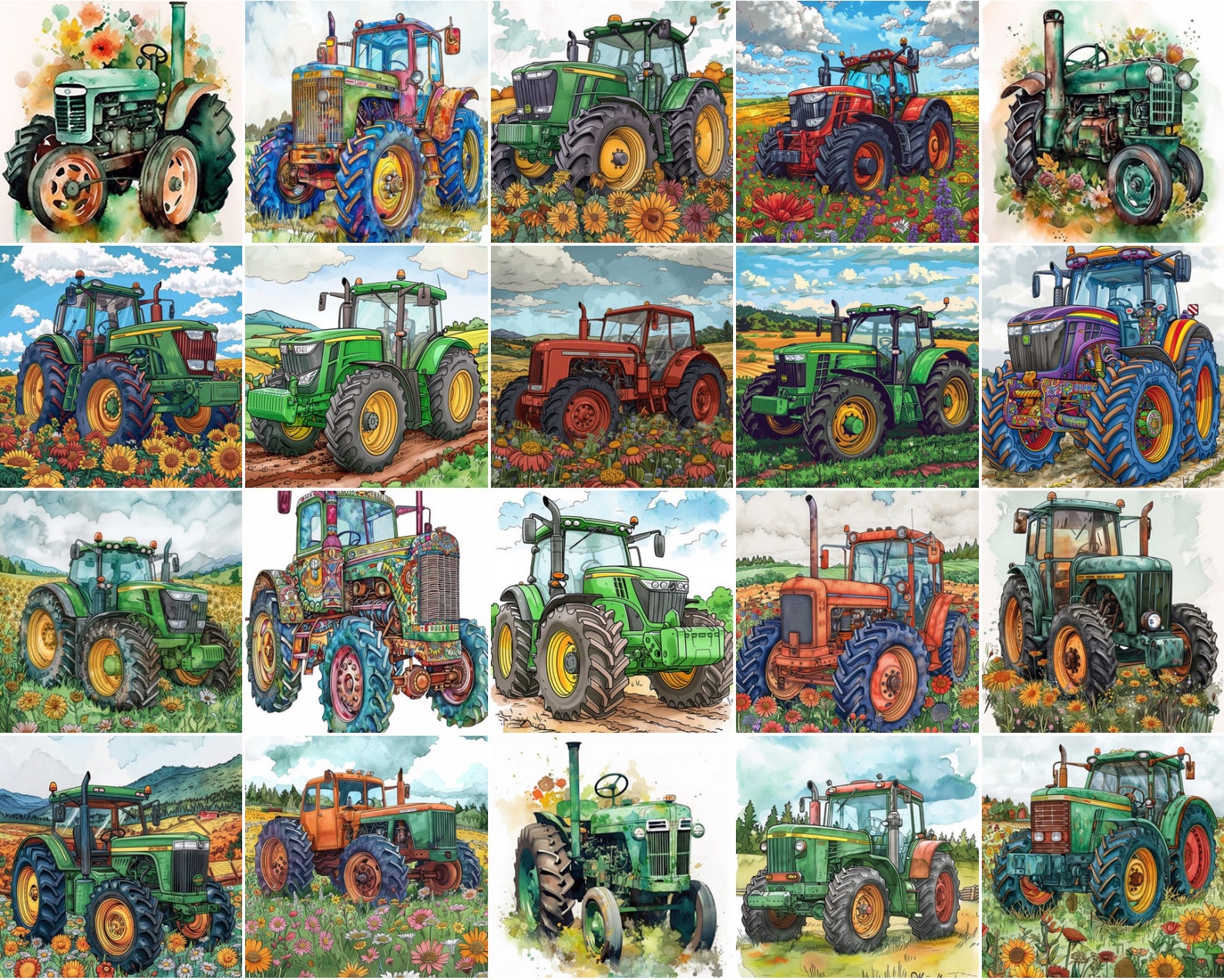 Tractors Clipart 20 Designs Tractor Images Instant Download Printable ...