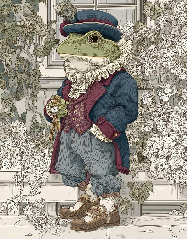 Renaissance Frogs Coloring Book: 20 Printable Animal Art Pages (digital ...
