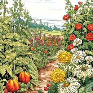 Garden Coloring Book 20 Coloring Pages Instant Download Farmer ...