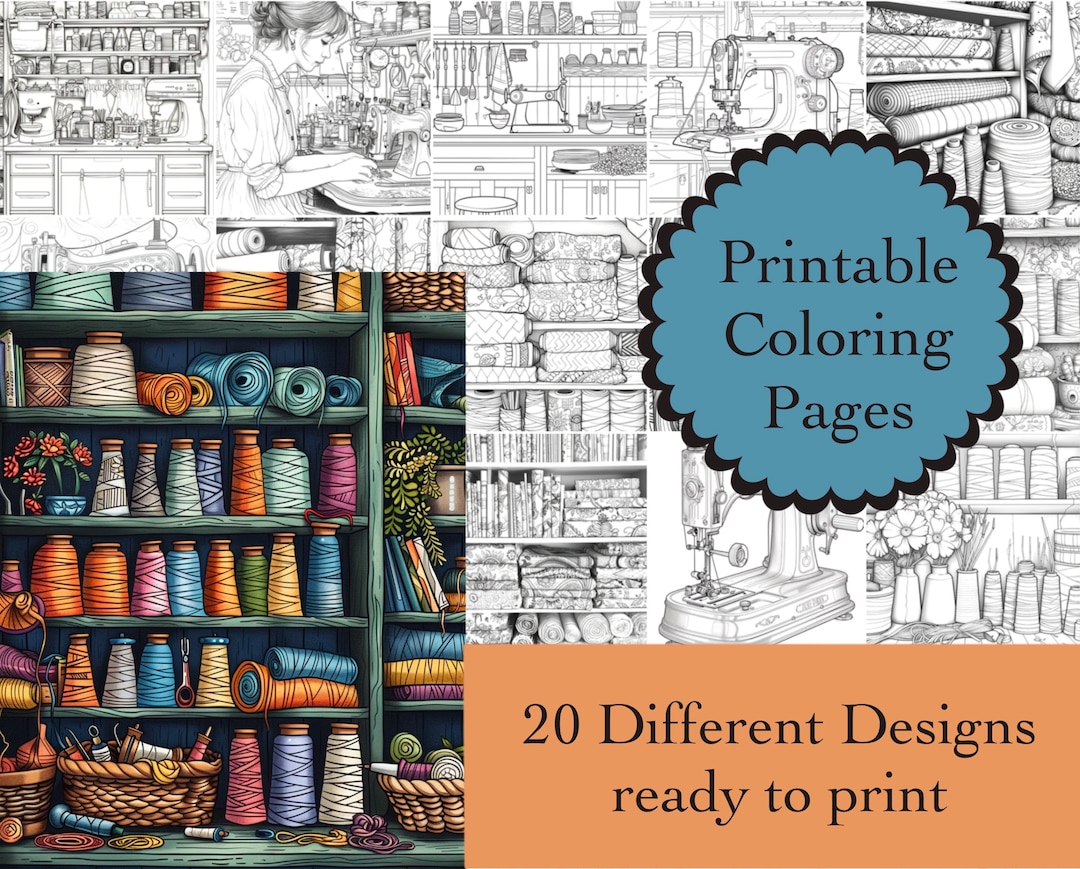 Sewing Coloring Book 20 Sewing Room Coloring Pages Instant Download ...