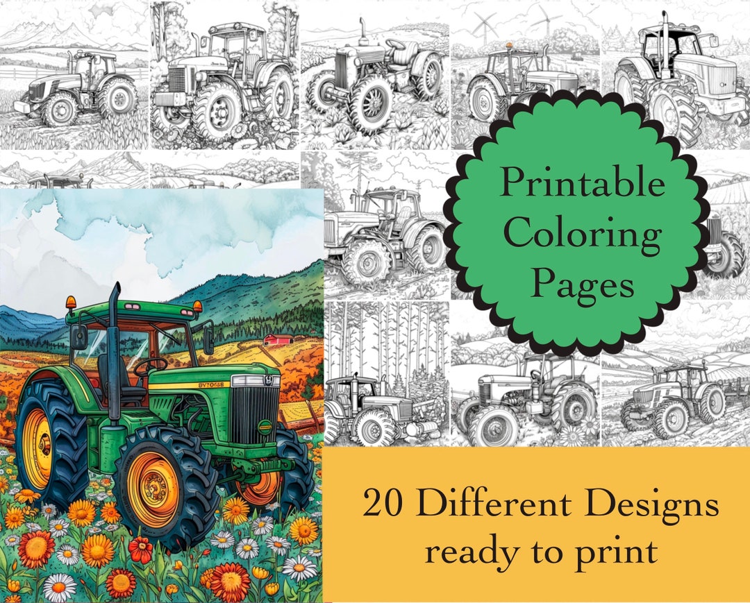 Tractor Coloring Book 20 Tractor Coloring Pages Instant Download ...