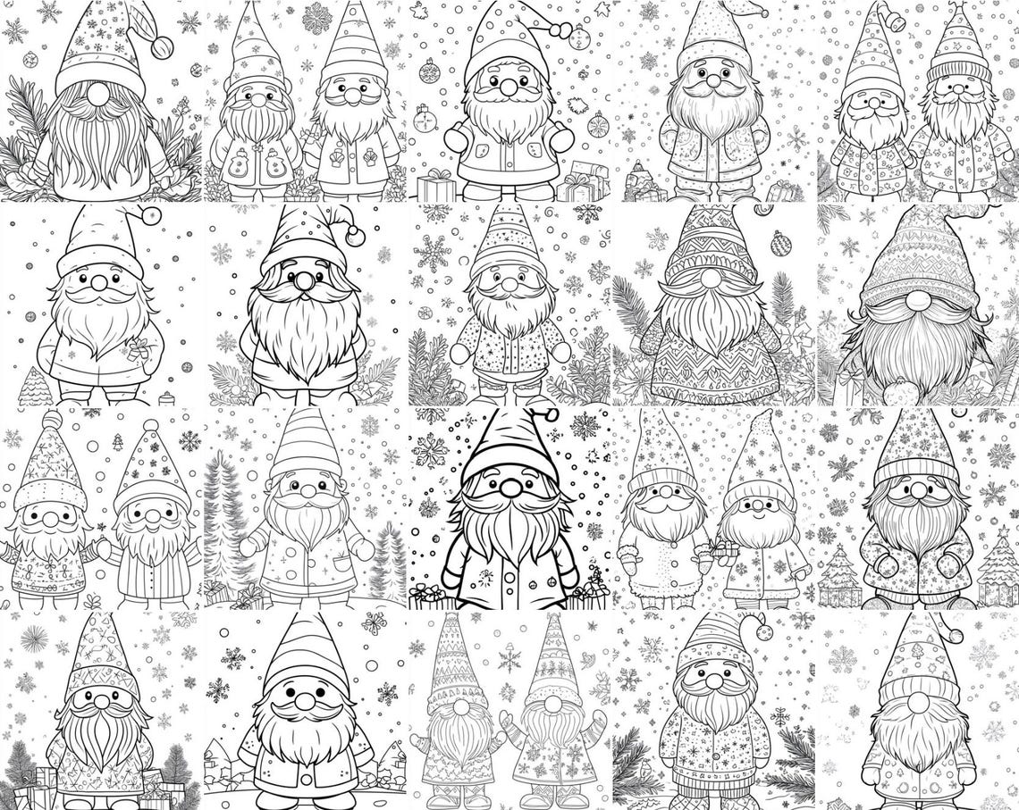 Christmas Gnomes Coloring Book: 20 Printable Pages (digital Download ...