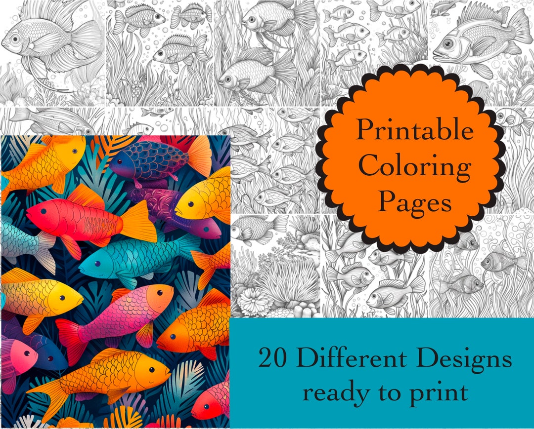 Fish Coloring Book 20 Coloring Pages Instant Download Fish Printable ...