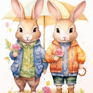 Bunny Rabbit Images 25 Dressed Bunnies Instant Download Printable ...