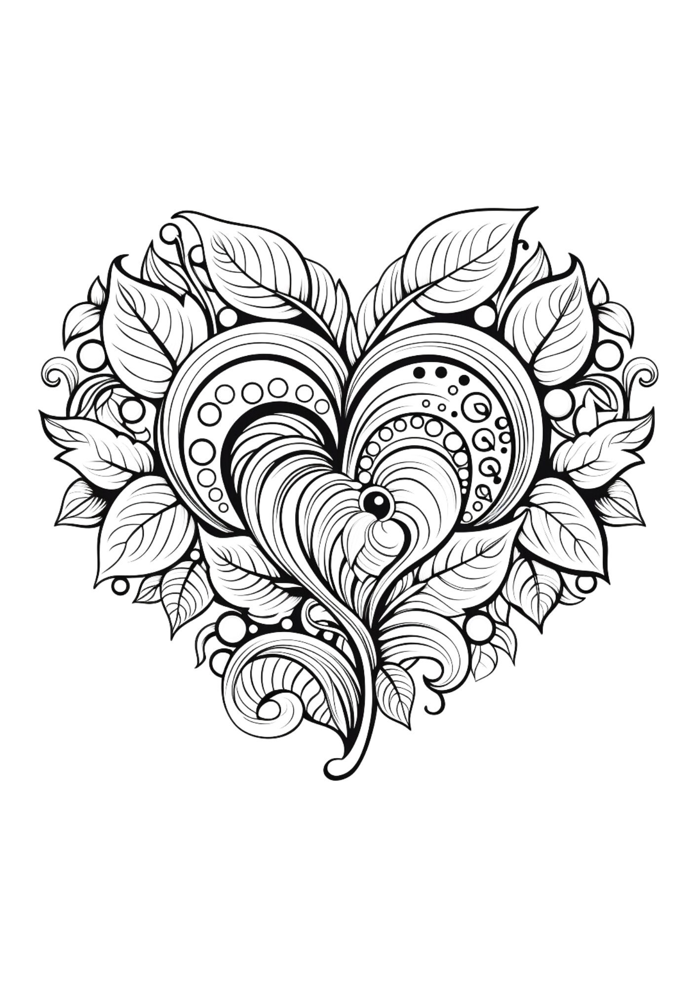 Heart Flourishes Coloring Book: 20 Printable Line Art Pages (digital ...