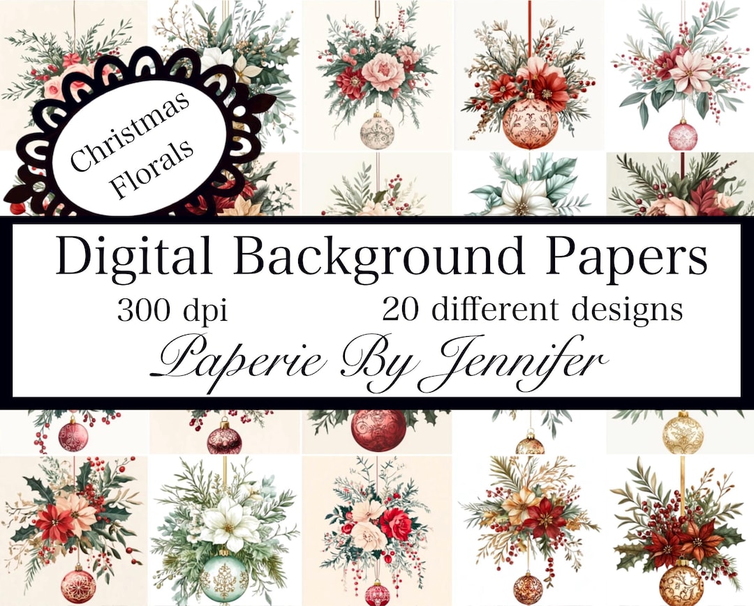 Christmas Florals Images 20 Instant Download Elegant Christmas Flowers ...