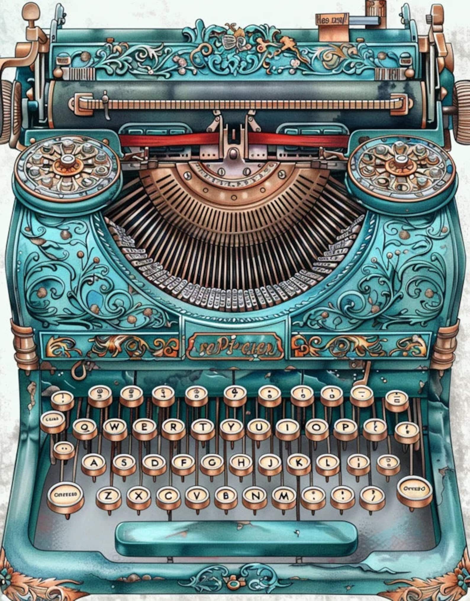 Typewriters Coloring Book 20 Vintage Coloring Pages Instant Download ...